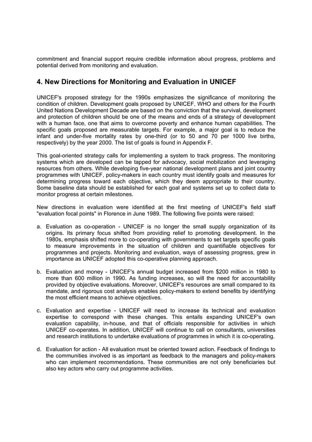 Unicef guideline for monitoring and evaluation | PDF