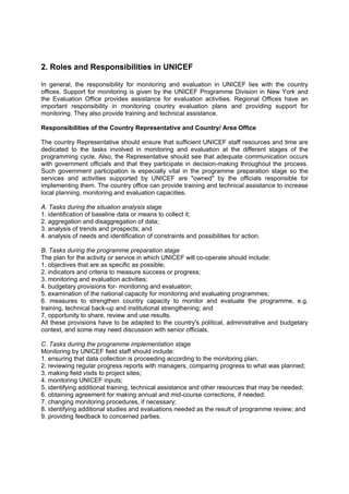Unicef guideline for monitoring and evaluation | PDF