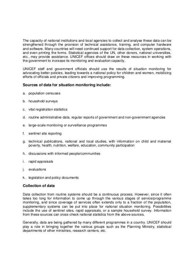 Unicef guideline for monitoring and evaluation