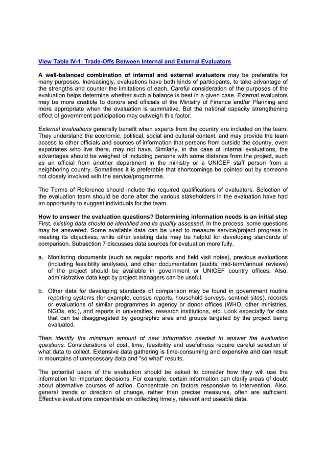 Unicef guideline for monitoring and evaluation | PDF