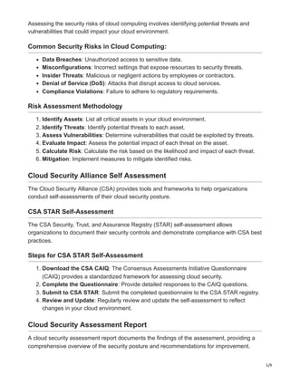 Cloud Security Assessment Guide: Ensuring Robust Protection for Your Cloud Environment | PDF