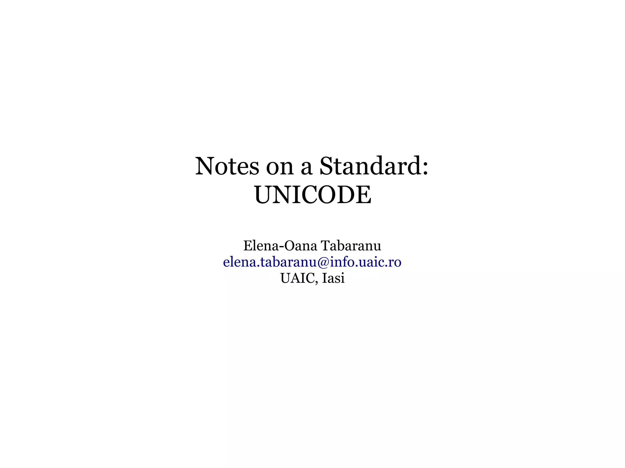 Notes on a Standard: Unicode | PDF