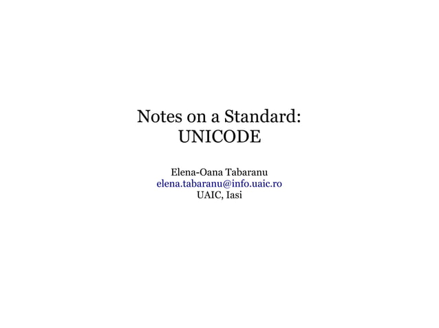 Notes on a Standard: Unicode | PDF