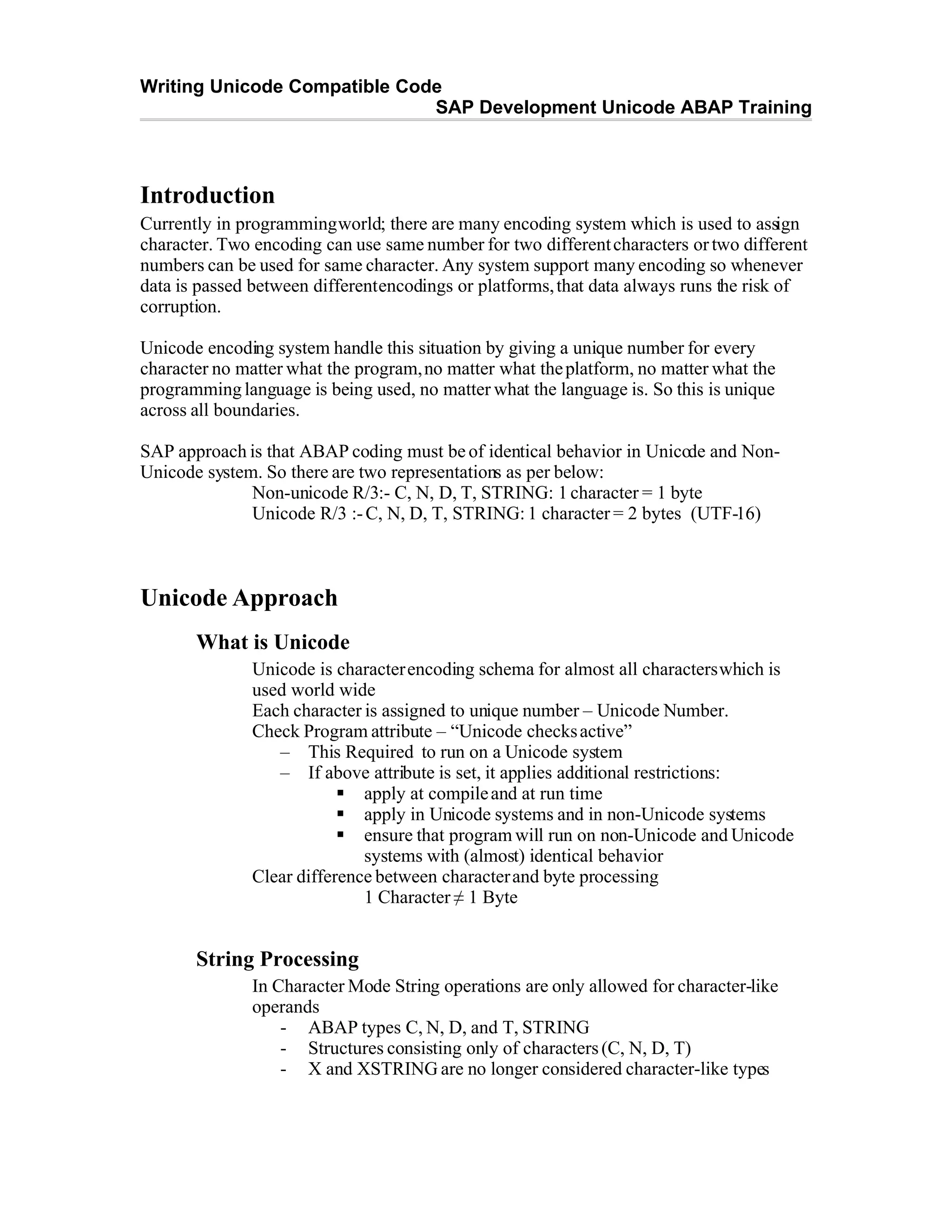 Unicode In Sap Abap1 | DOC