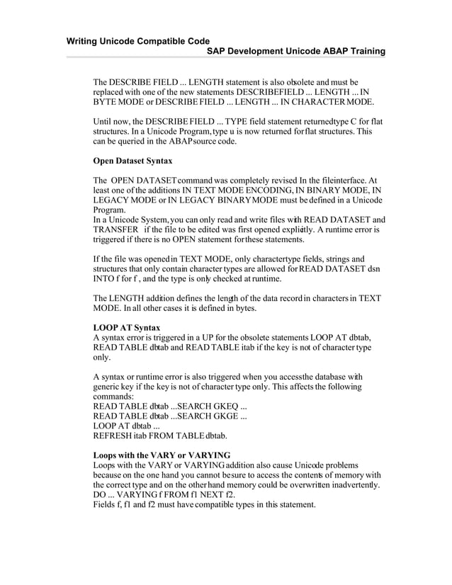 Unicode In Sap Abap1 | DOC