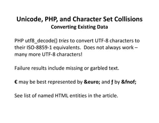 Unicode, PHP, and Character Set Collisions | PPT