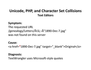 Unicode, PHP, and Character Set Collisions | PPT