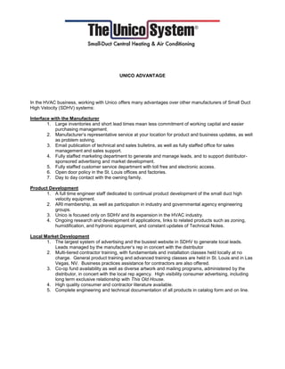 Small Duct Heating and Air Conditioning Company Unico Fact Sheet | PDF