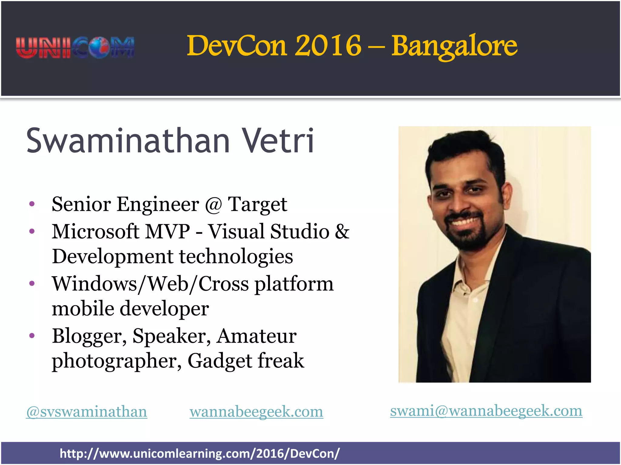 Unicom DevCon - CI/CD for Asp.net core apps using Docker | PPT Unicom DevCon - CI/CD for Asp.net core apps using Docker | PPT