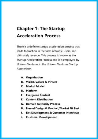 Startup Acceleration Process - Unicorn Ventures | PDF