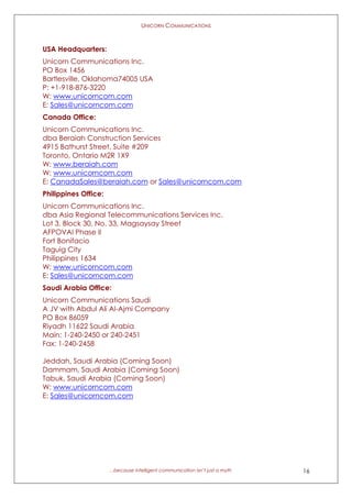 Unicorn Communications Company Product Profile V1.1 | PDF
