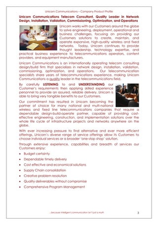 Unicorn Communications Company Product Profile V1.1 | PDF
