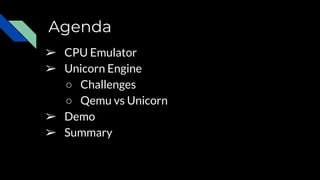 Unicorn: The Ultimate CPU Emulator by Akshay Ajayan | PDF