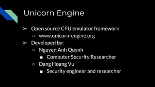 Unicorn: The Ultimate CPU Emulator by Akshay Ajayan | PDF