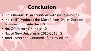 Unicorns in India From 2016 - 2018 | PPTX