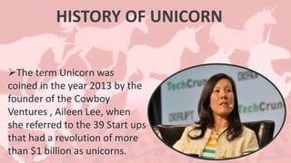 Unicorns in India From 2016 - 2018 | PPTX