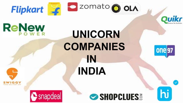 Unicorns in India From 2016 - 2018 | PPTX | Business | Business and Finance