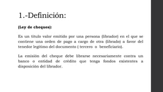 Unidad contabilización Cheque y su aplicación contable | PDF