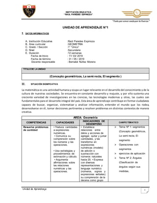 Unidad 2019-primero. | DOCX | Educational Assessment | Education