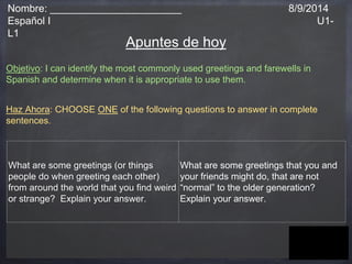Unidad 1-Lección 1 | PPT