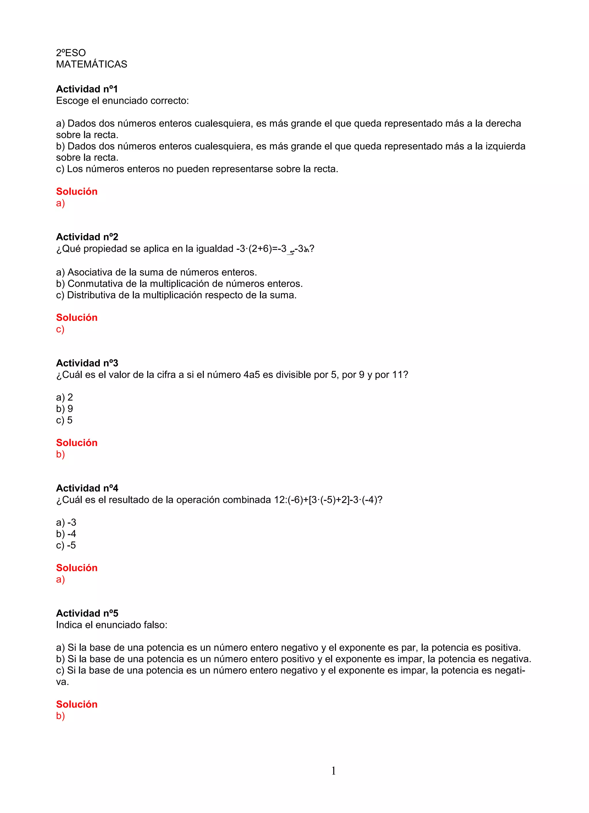 Unidad1 Números enteros | PDF | Homework and Study | Education
