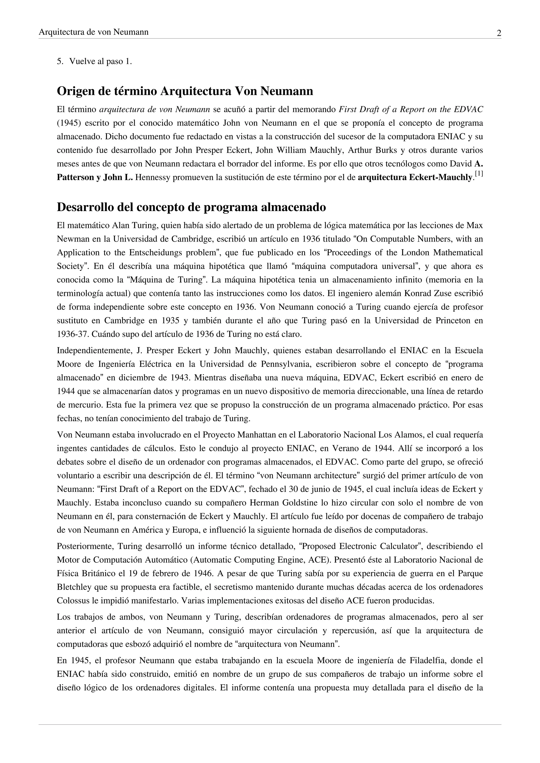 Arquitectura de Von Neumann | PDF