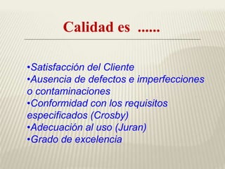 Unidad 2 introduccion al control de calidad | PPTX