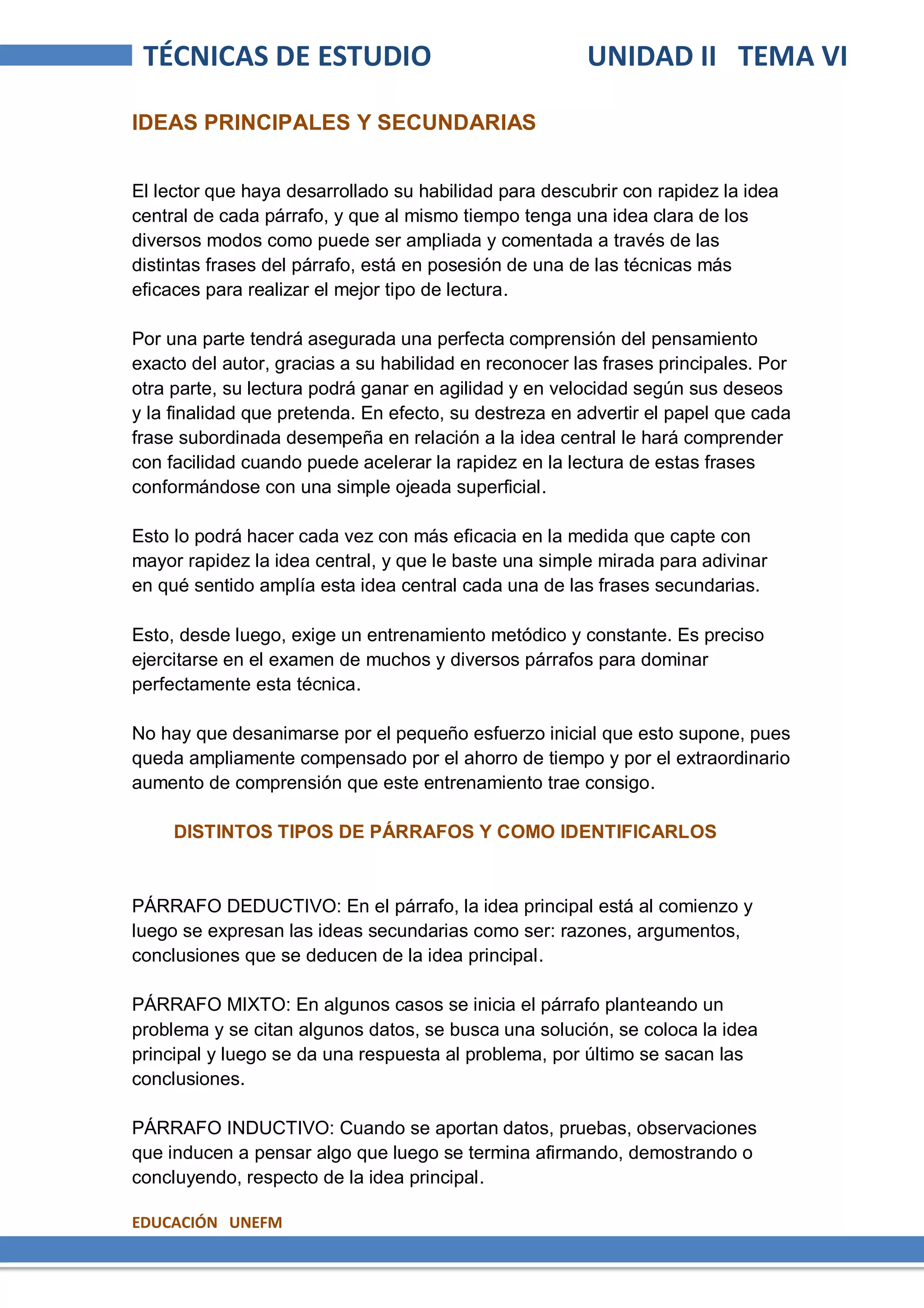 Unidad 2: Ideas principales y secundarias | PDF