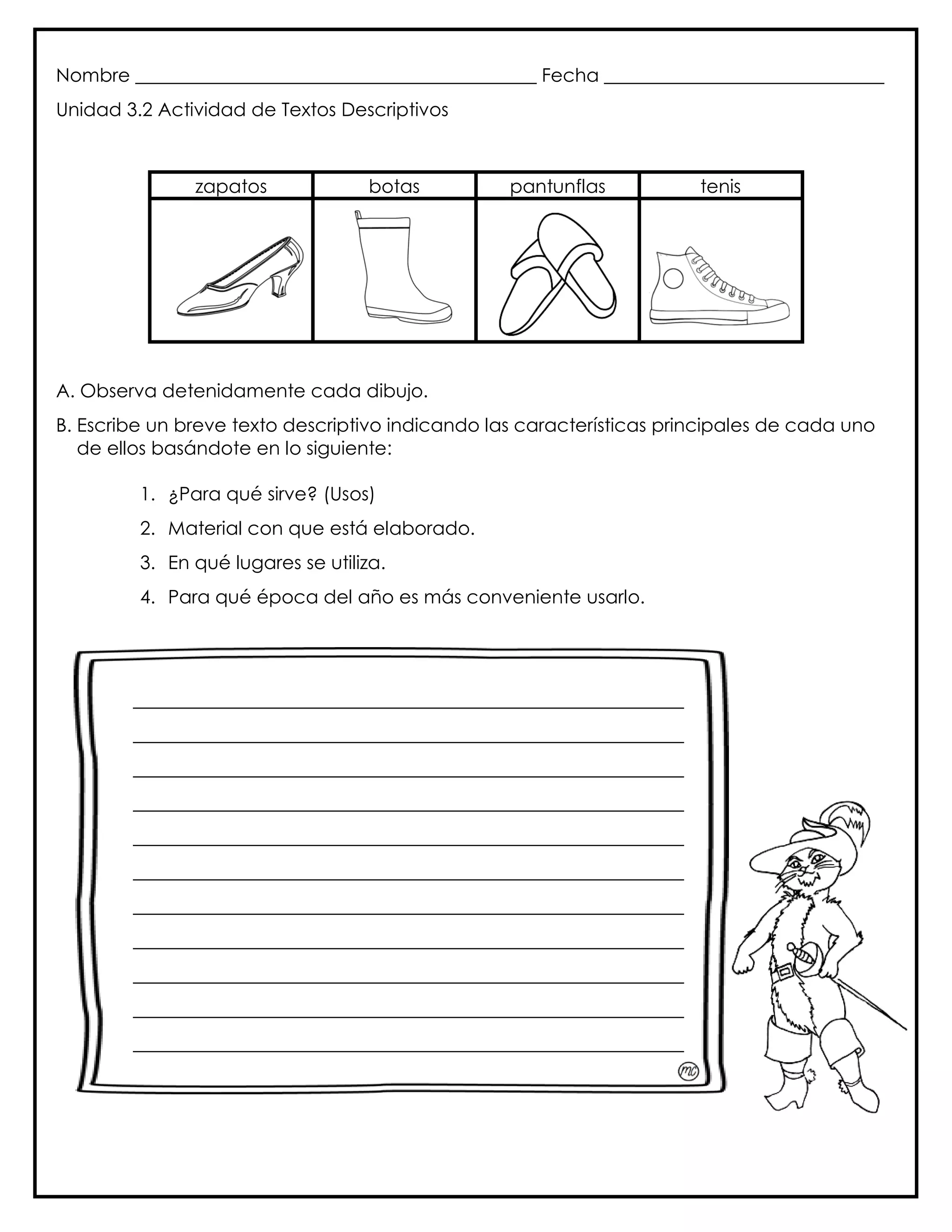 Unidad 3.2 actividad de textos descriptivos | PDF