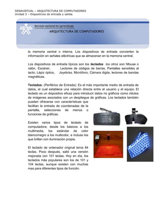 Computadores- dispositivos de entrada y salida | PDF