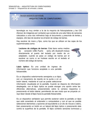 Computadores- dispositivos de entrada y salida | PDF
