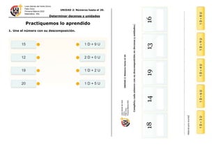 números hasta el 20, lectura escritura y conteo | DOC