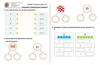 números hasta el 20, lectura escritura y conteo | DOC
