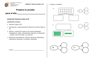 números hasta el 20, lectura escritura y conteo | DOC