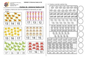 números hasta el 20, lectura escritura y conteo | DOC