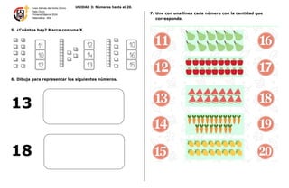 números hasta el 20, lectura escritura y conteo | DOC