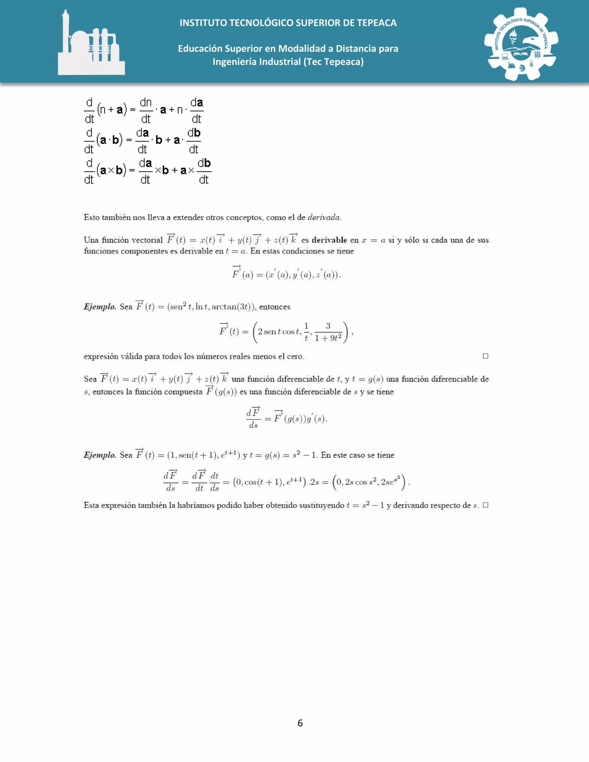 Unidad 3 Funciones Vectoriales De Una Variable Real Pdf