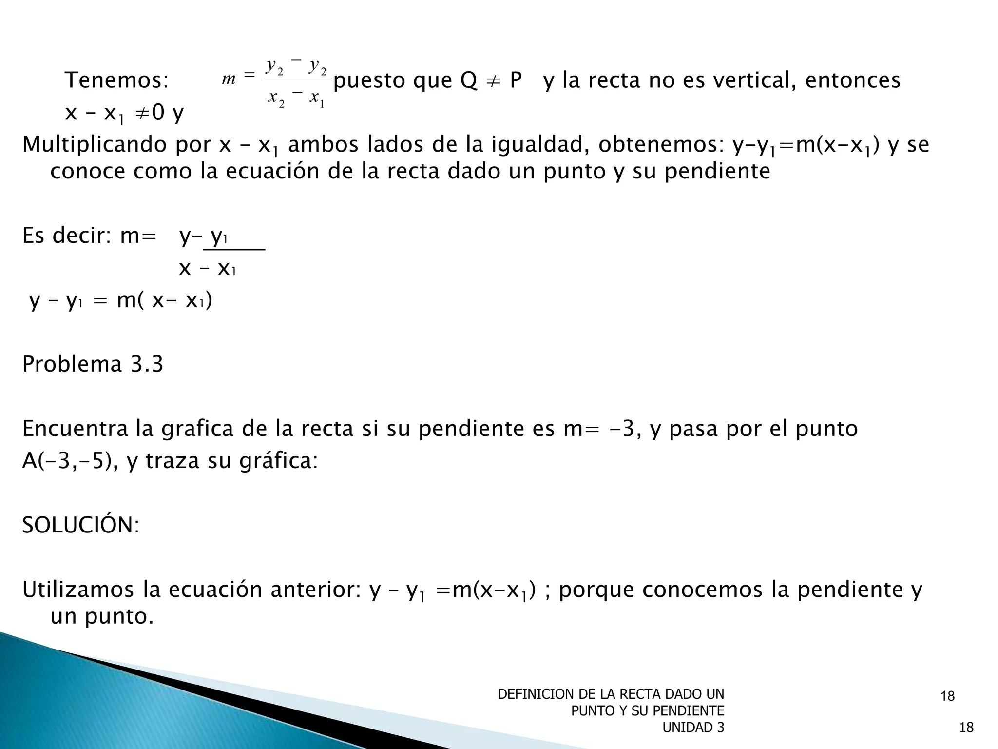 Unidad 3 La Recta Y Su Ecuacion Cartesiana | PPT