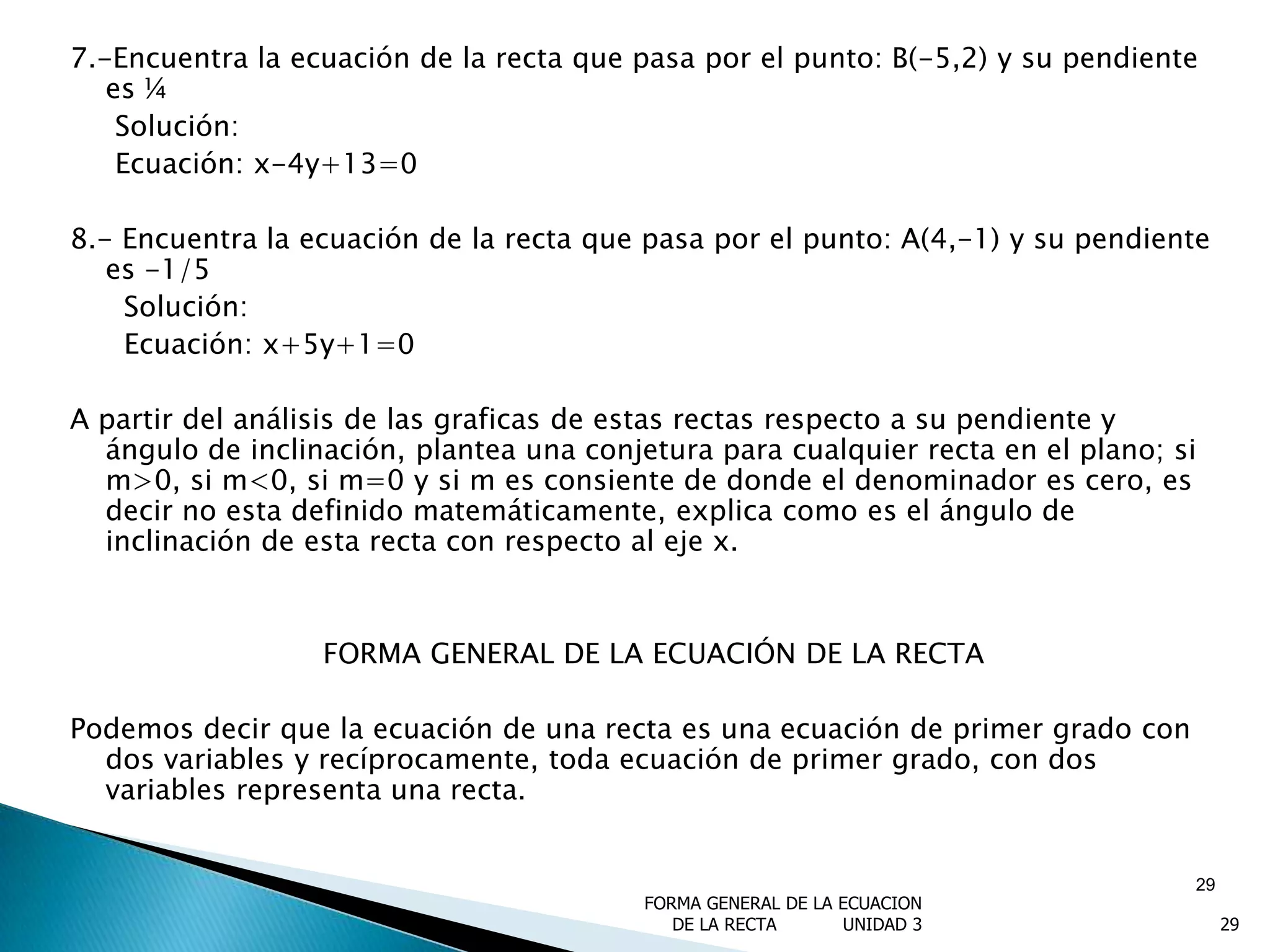 Unidad 3 La Recta Y Su Ecuacion Cartesiana | PPT