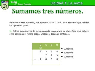 Suma de tres números | PPTX