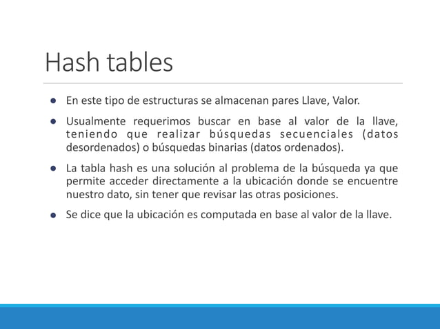 Otras estructuras de datos (heap, tablas hash y diccionarios) | PPT