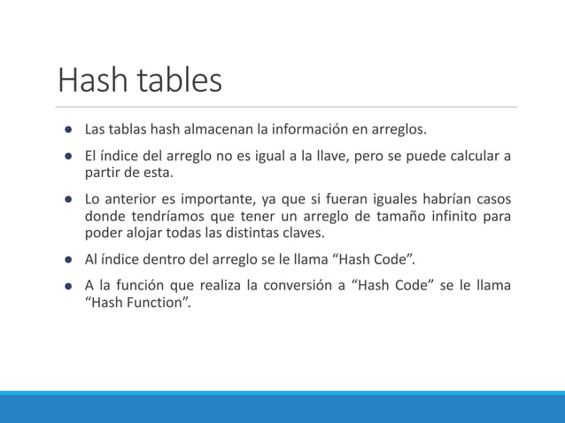 Otras estructuras de datos (heap, tablas hash y diccionarios) | PPT
