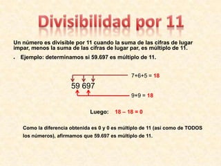 loseta Antibióticos Lo encontré regla de divisibilidad del 11 ejemplos ...