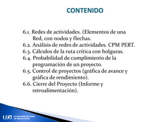 Unidad 6. Representación de proyectos mediante una red | PPTX