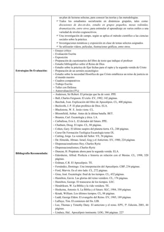Unidad Curricular Introducción a la Escatología - Maestría en ...