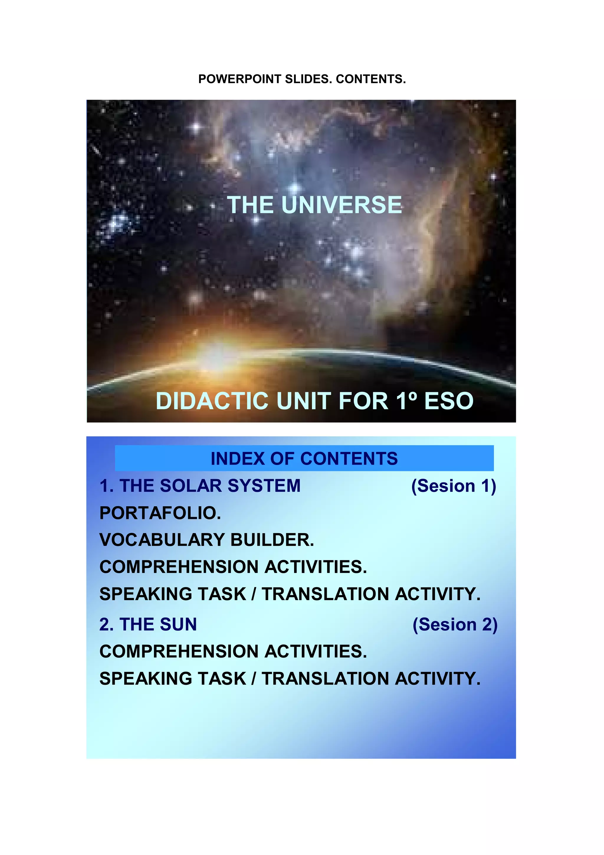 Unidad didactica. el universo | PDF
