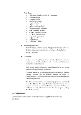 Unidad didactica los medios de transportes. | DOCX