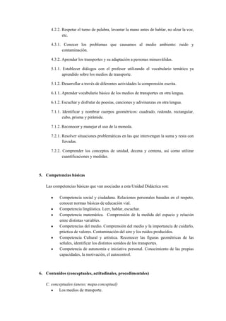 Unidad didactica los medios de transportes. | DOCX