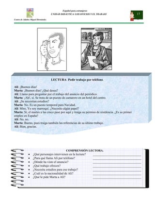 Unidad didáctica las profesiones y el trabajo | PDF