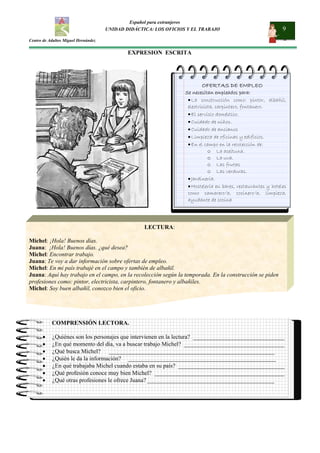 Unidad didáctica las profesiones y el trabajo | PDF